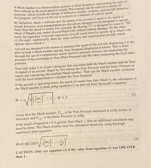 Solved A Mach number is a dimensionless quantity in fluid | Chegg.com