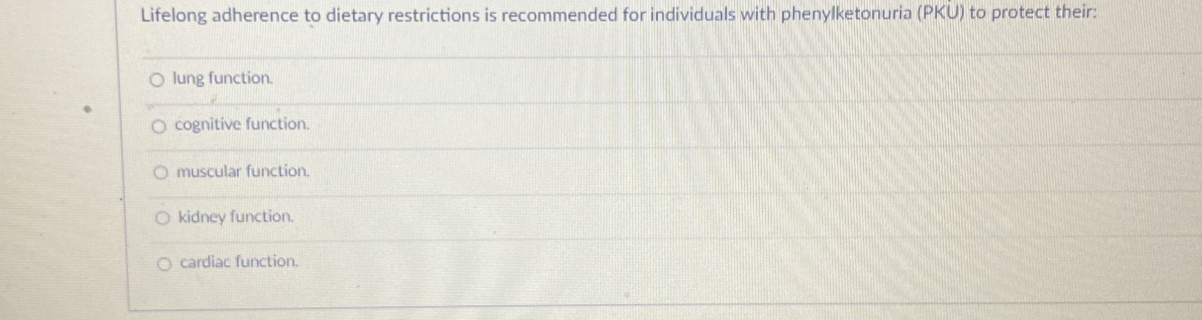 Solved Lifelong adherence to dietary restrictions is | Chegg.com