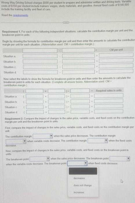Solved Wrong Way Diving School charges $500 per student to | Chegg.com