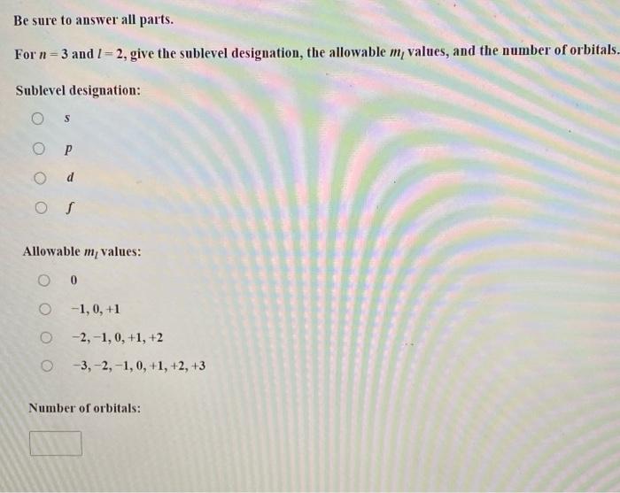 Solved Be sure to answer all parts. For n = 3 and I= 2, give | Chegg.com