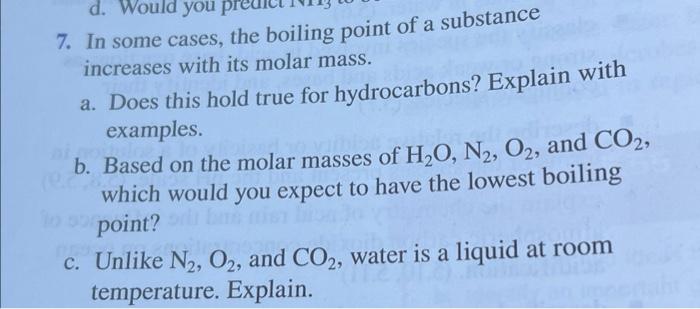 Solved 7. In some cases, the boiling point of a substance | Chegg.com