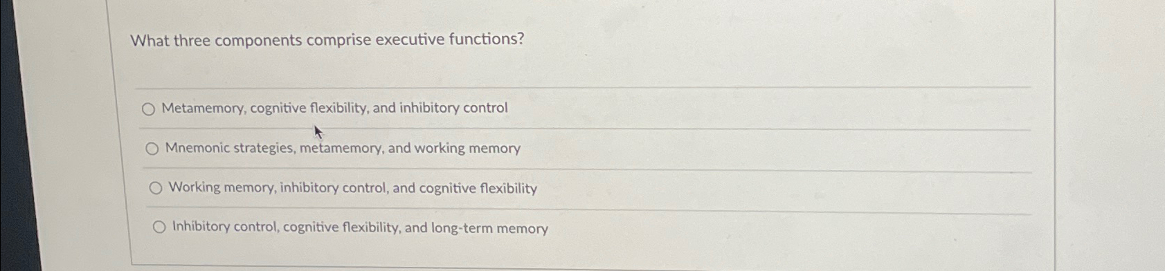 Solved What three components comprise executive | Chegg.com