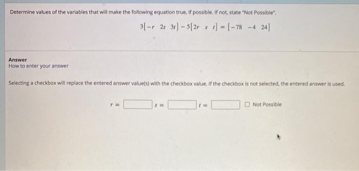 Solved Determine Values Of The Variables That Will Make The