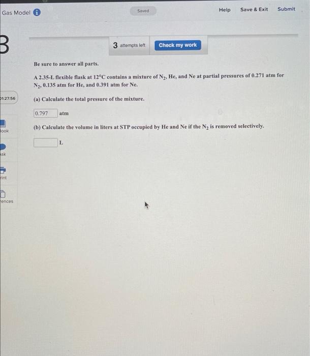 Solved Saved Help Save & Exit Submit Gas Model B 3 attempts | Chegg.com