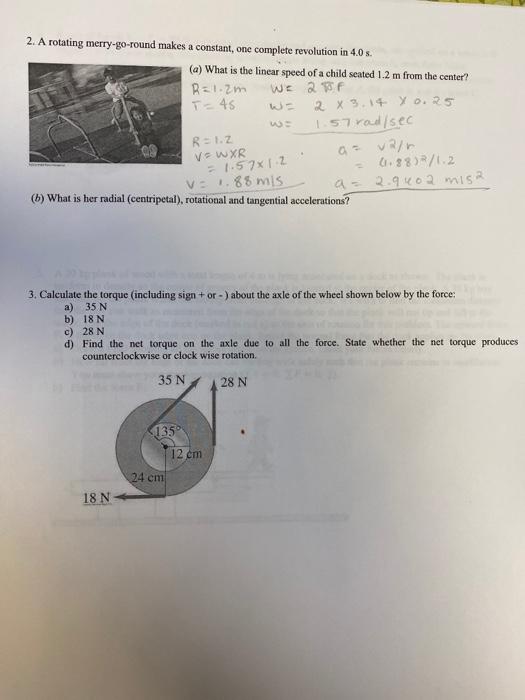 Solved 2. A rotating merry-go-round makes a constant, one | Chegg.com