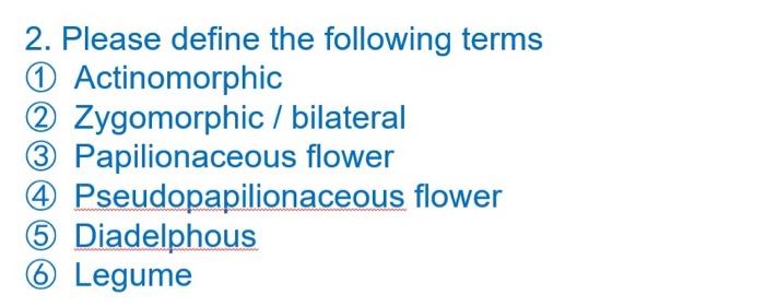 Solved 2. Please define the following terms (1) | Chegg.com