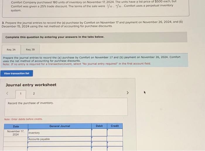 Solved Comfort Company purchased 180 units of inventory on | Chegg.com