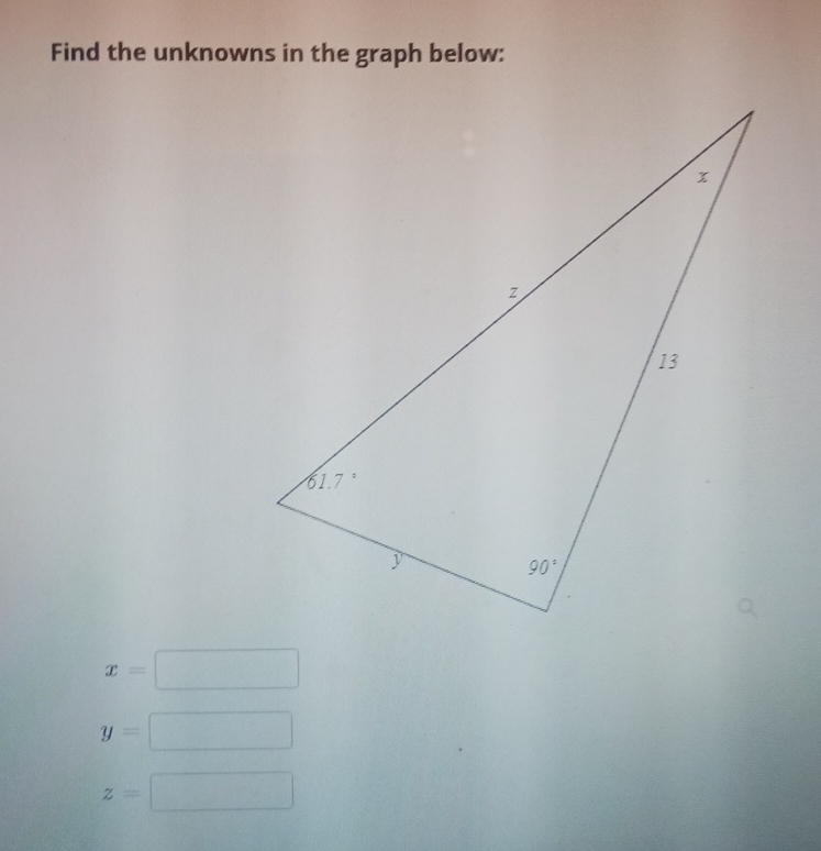 Solved Find the unknowns in the graph below:x=y=z= | Chegg.com