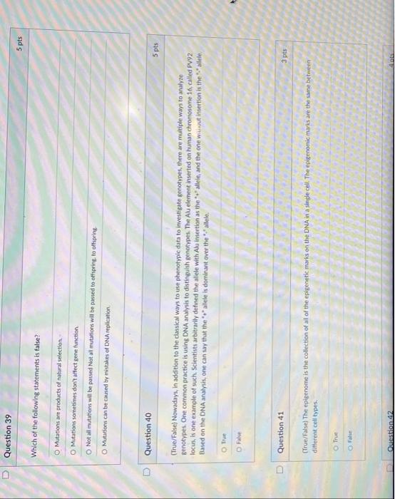 Solved Which of the following statements is false? Mutations | Chegg.com