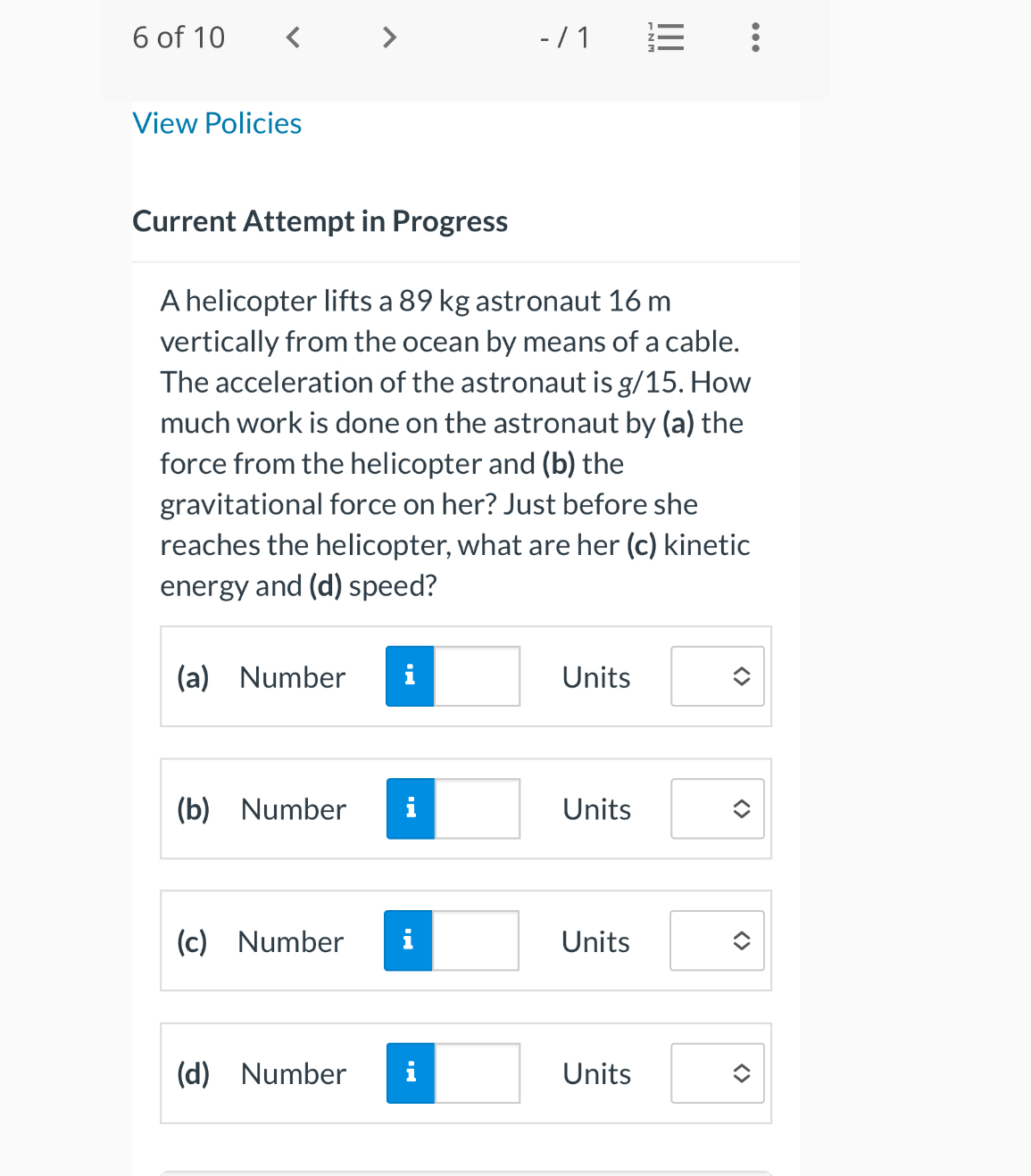 Solved 6 ﻿of 10-1View PoliciesCurrent Attempt in ProgressA | Chegg.com