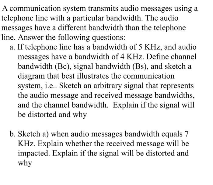Solved A communication system transmits audio messages using | Chegg.com