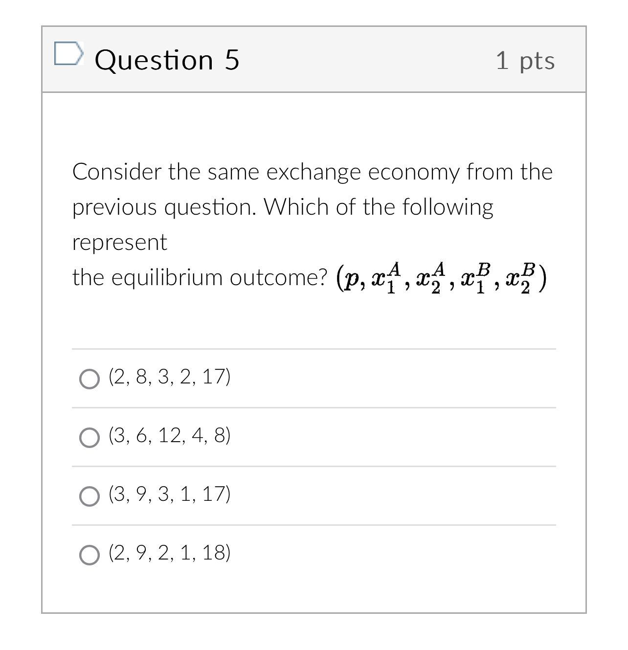 Solved Question 51 ﻿ptsConsider the same exchange economy | Chegg.com
