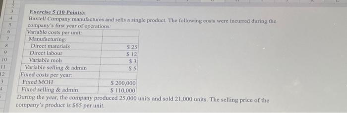 Solved Exercise 5 (10 Points): Baxtell Company manufactures | Chegg.com