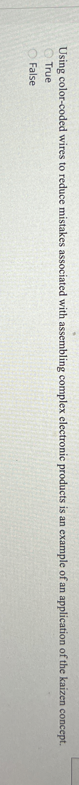 Solved Using color-coded wires to reduce mistakes associated | Chegg.com