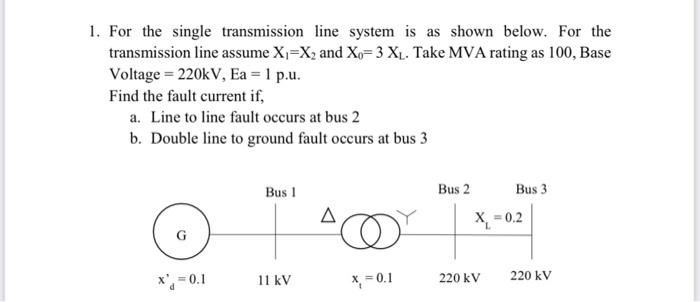 Solved 1. For the single transmission line system is as | Chegg.com