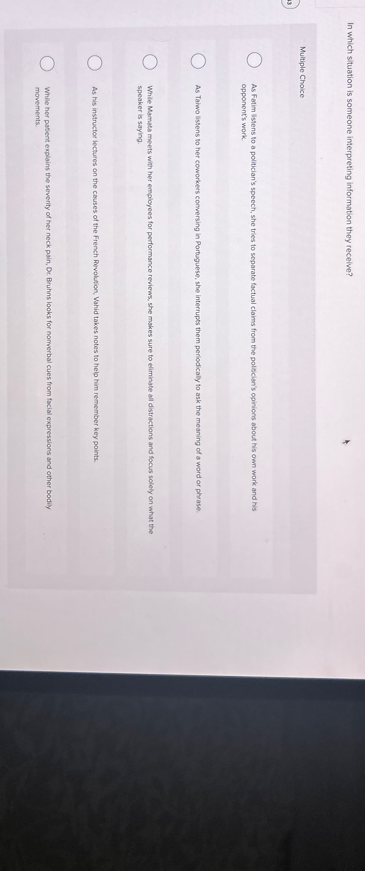 Solved In which situation is someone interpreting | Chegg.com