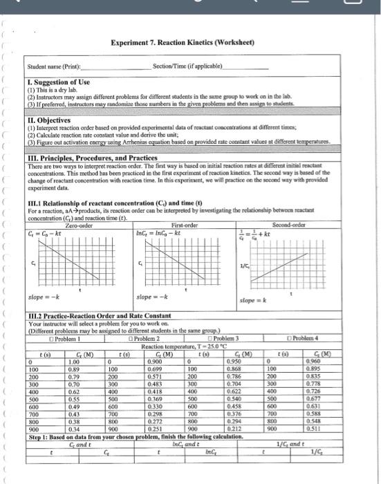 II. Objectives (1) Intergeet reactica onder based on | Chegg.com