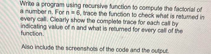 Solved Write A Program Using Recursive Function To Compute 6173