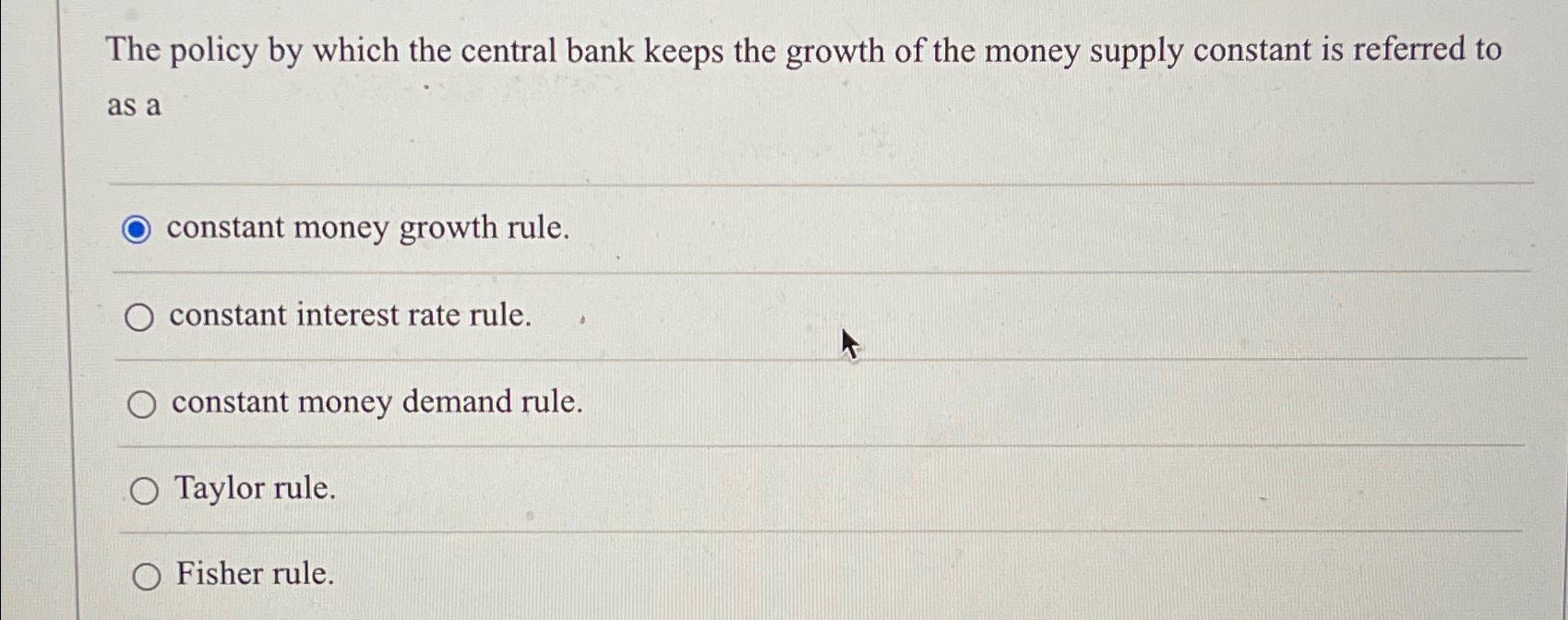 Solved The policy by which the central bank keeps the growth | Chegg.com