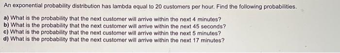 Solved An exponential probability distribution has lambda | Chegg.com