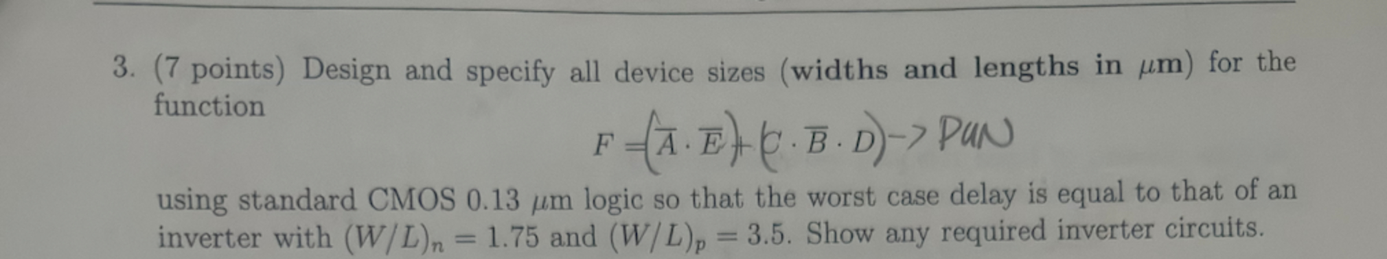 Solved (7 ﻿points) ﻿Design and specify all device sizes | Chegg.com