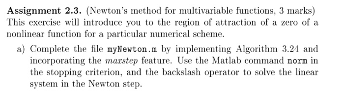 Solved Assignment 2.3. (Newton's method for multivariable | Chegg.com