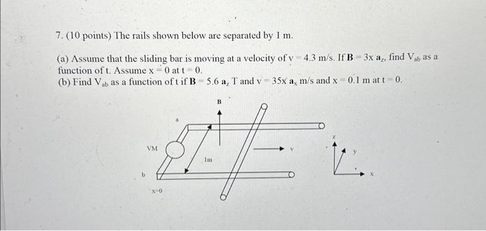 Solved 7. (10 points) The rails shown below are separated by | Chegg.com