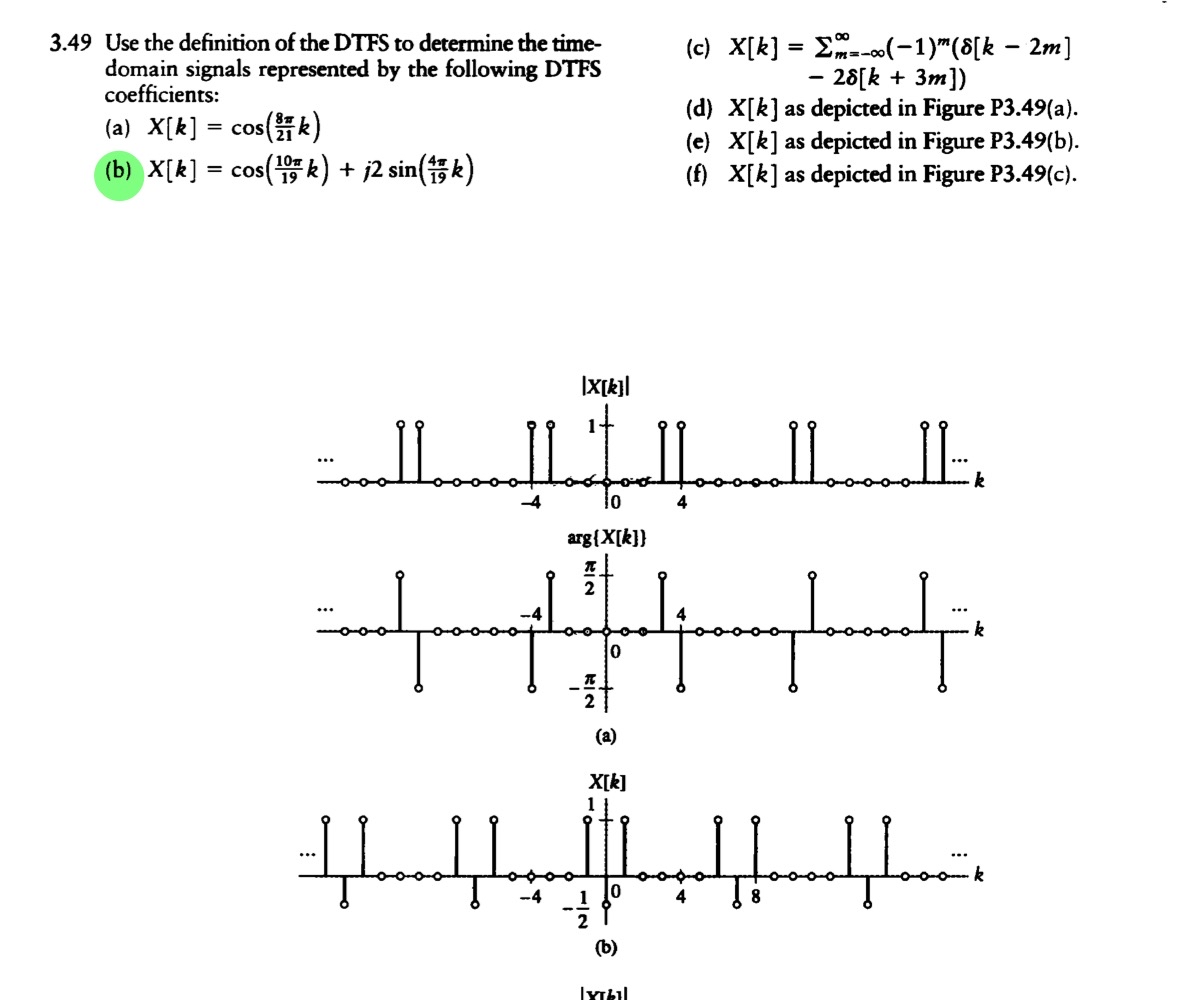 Solved 3.49 ﻿Use the definition of the DTFS to determine the | Chegg.com