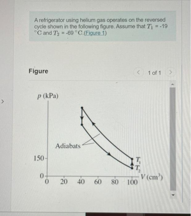 Solved A refrigerator using helium gas operates on the | Chegg.com