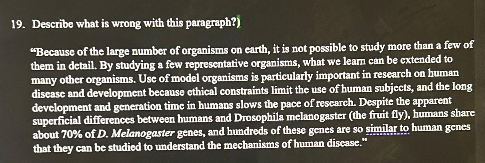 Solved Describe what is wrong with this paragraph?)"Because | Chegg.com