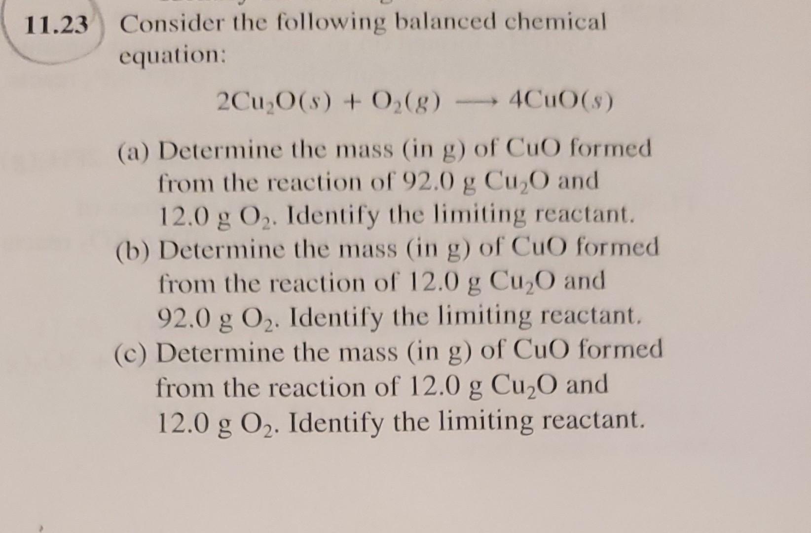 Solved 3 Consider the following balanced chemical equation: | Chegg.com