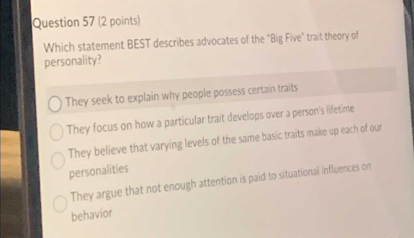 Solved Question 57 (2 ﻿points) ﻿Which statement BEST | Chegg.com