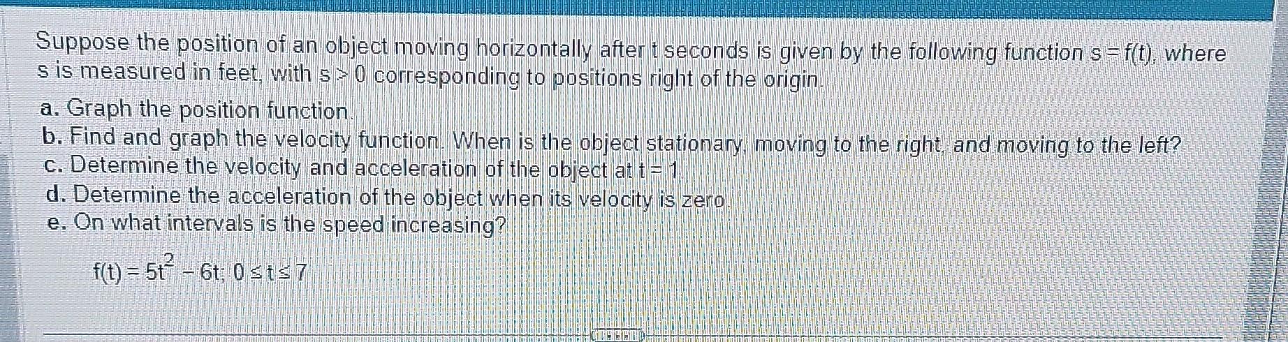 Solved Suppose The Position Of An Object Moving Horizontally