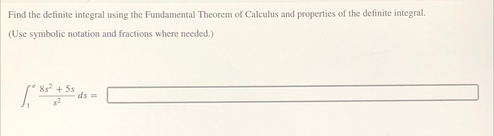 Solved Find the definite integral using the Fundamental | Chegg.com