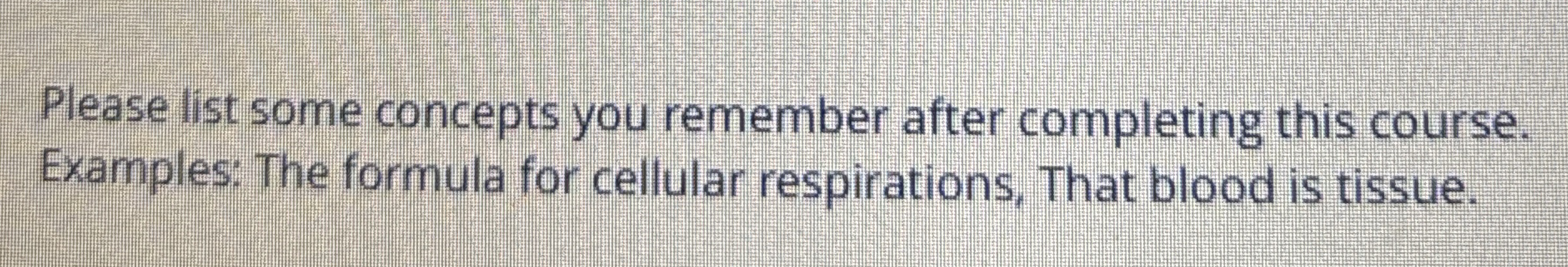 Solved Please list some concepts you remember after | Chegg.com