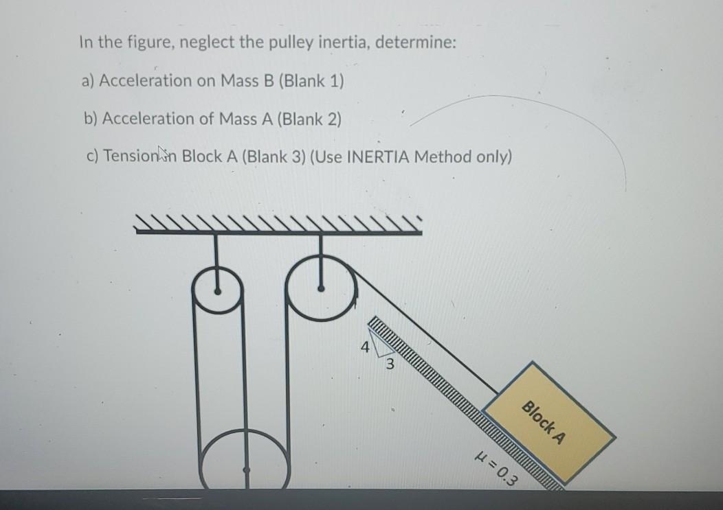 Solved In the figure, neglect the pulley inertia, determine: | Chegg.com