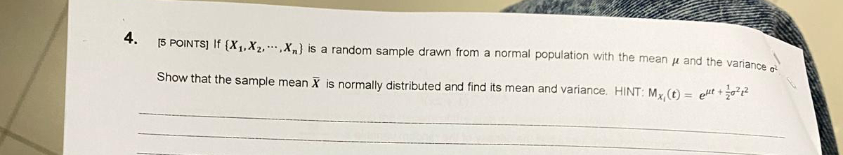 Solved [5 ﻿POINTS] ﻿If {x1,x2,cdots,xn} ﻿is a random sample | Chegg.com