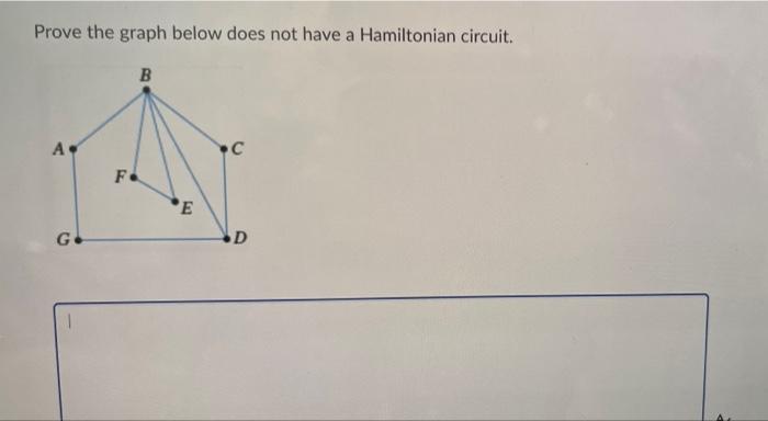 Solved Prove the graph below does not have a Hamiltonian | Chegg.com
