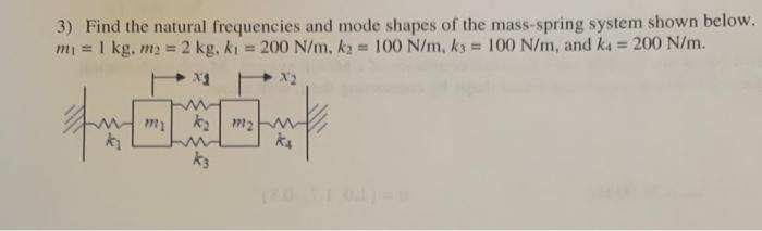 Solved 3) Find the natural frequencies and mode shapes of | Chegg.com