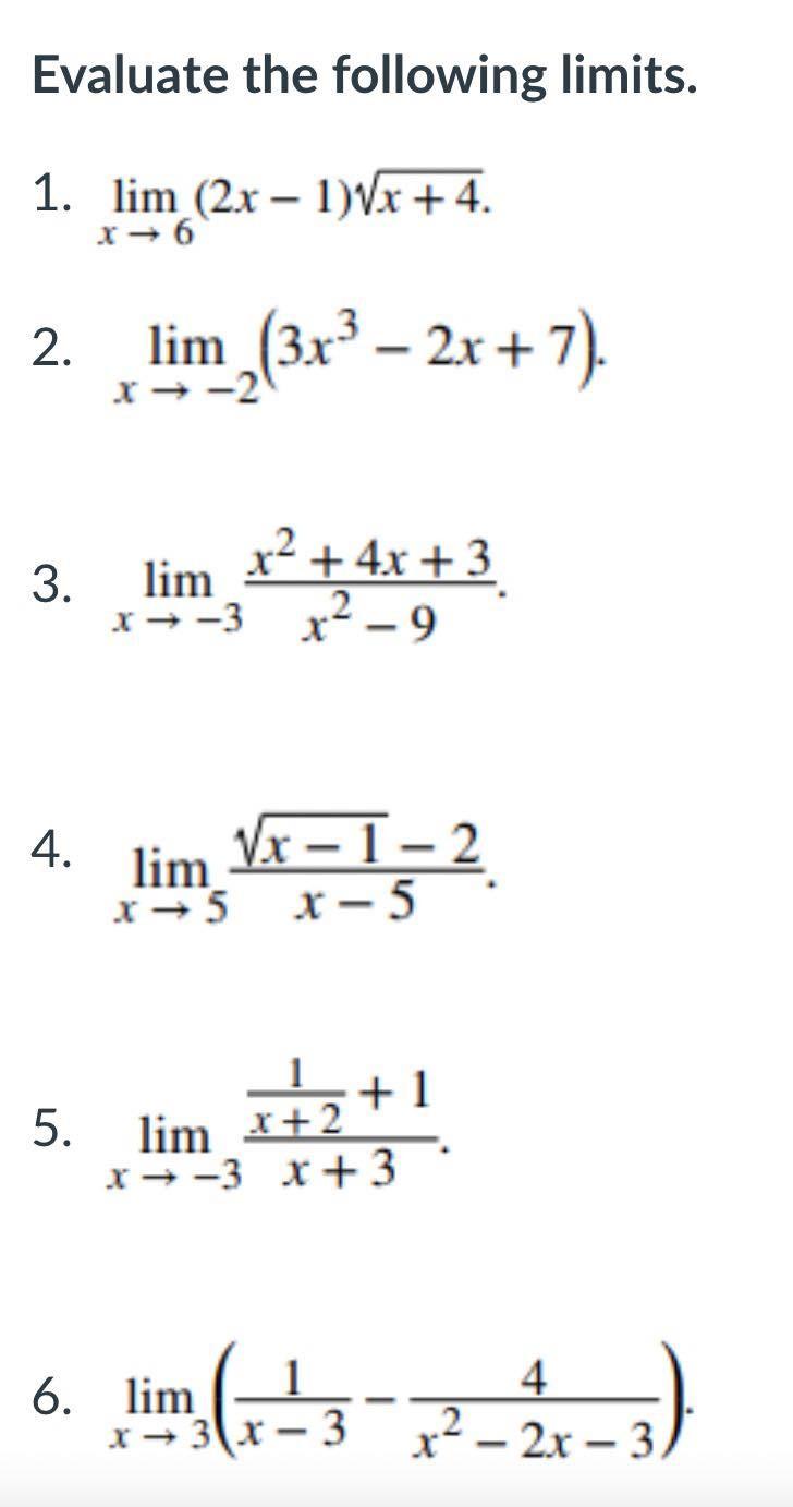 Solved 7. limx→1(x−1)2x+2. 8. limθ→0sinθ1−cosθ. 9. | Chegg.com
