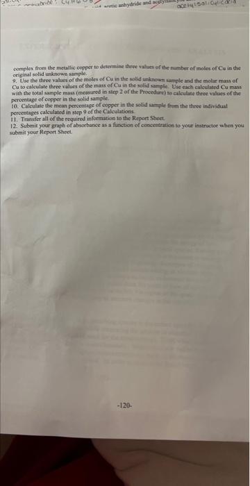 Spectrophotometric Analysis Report Sheet Name and | Chegg.com