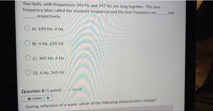Solved Two bells, with frequencies 343 Hz and 347 Hz, are | Chegg.com