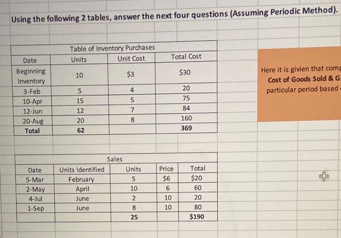Solved Using the following 2 tables, answer the next four | Chegg.com