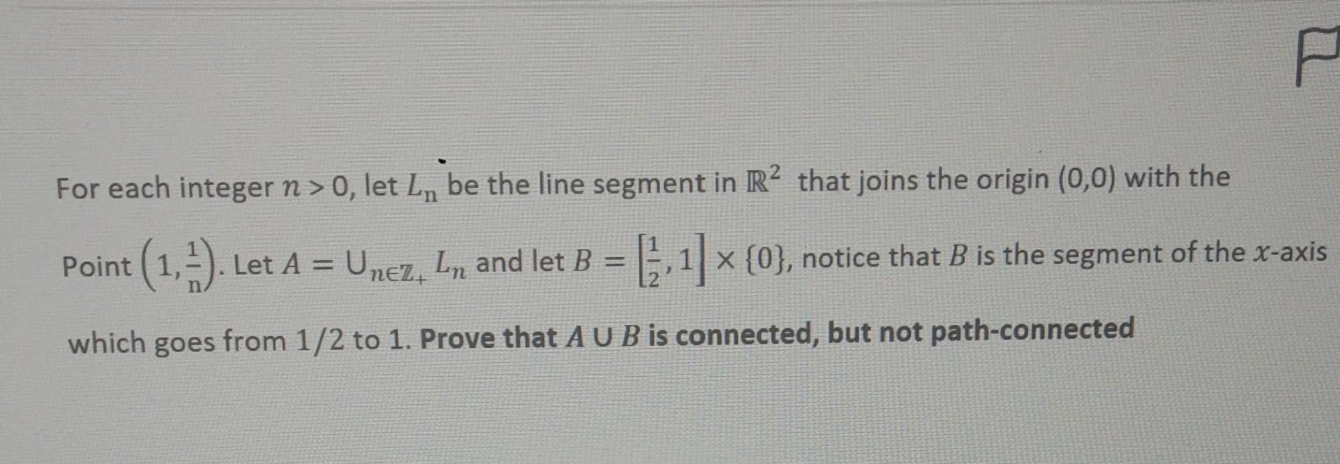 Solved For each integer n>0, let Ln be the line segment in | Chegg.com