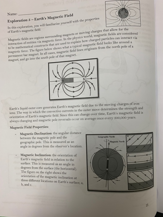 Solved Name: Exploration 5 - Earth's Magnetic Field In this | Chegg.com