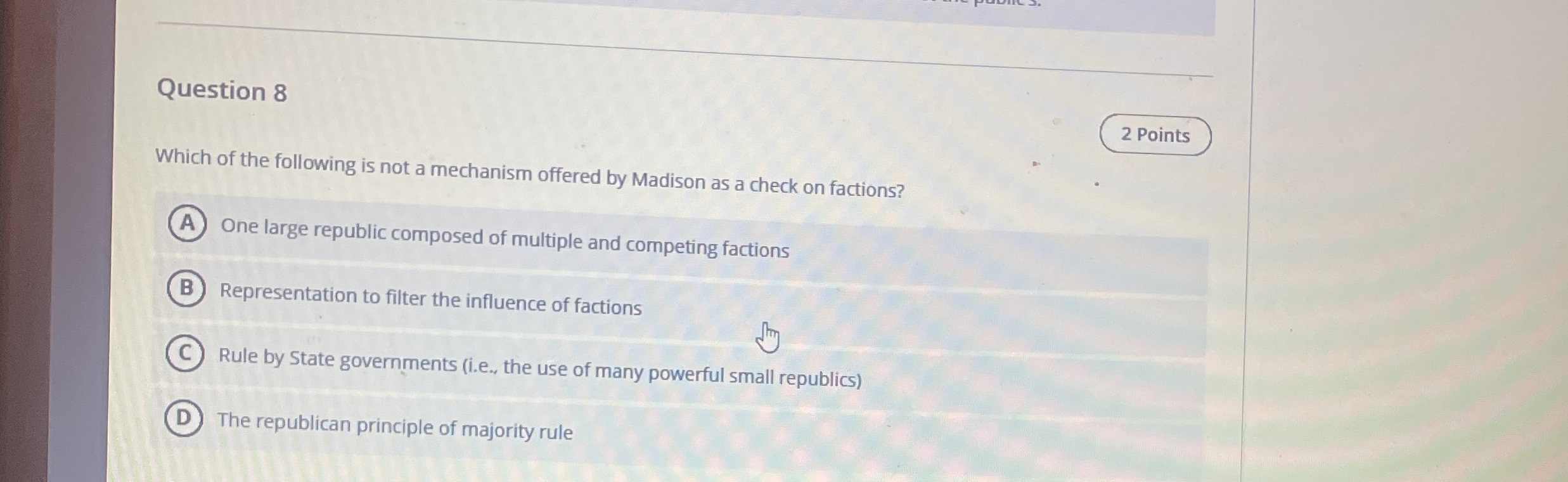 Solved Question 82 ﻿PointsWhich of the following is not a | Chegg.com