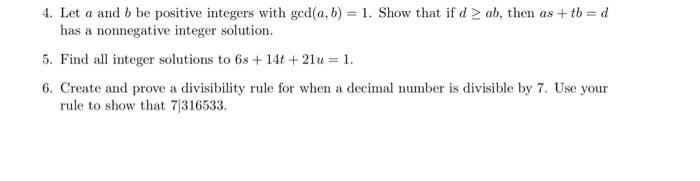 Solved 4. Let a and b be positive integers with gcd(a,b)=1. | Chegg.com