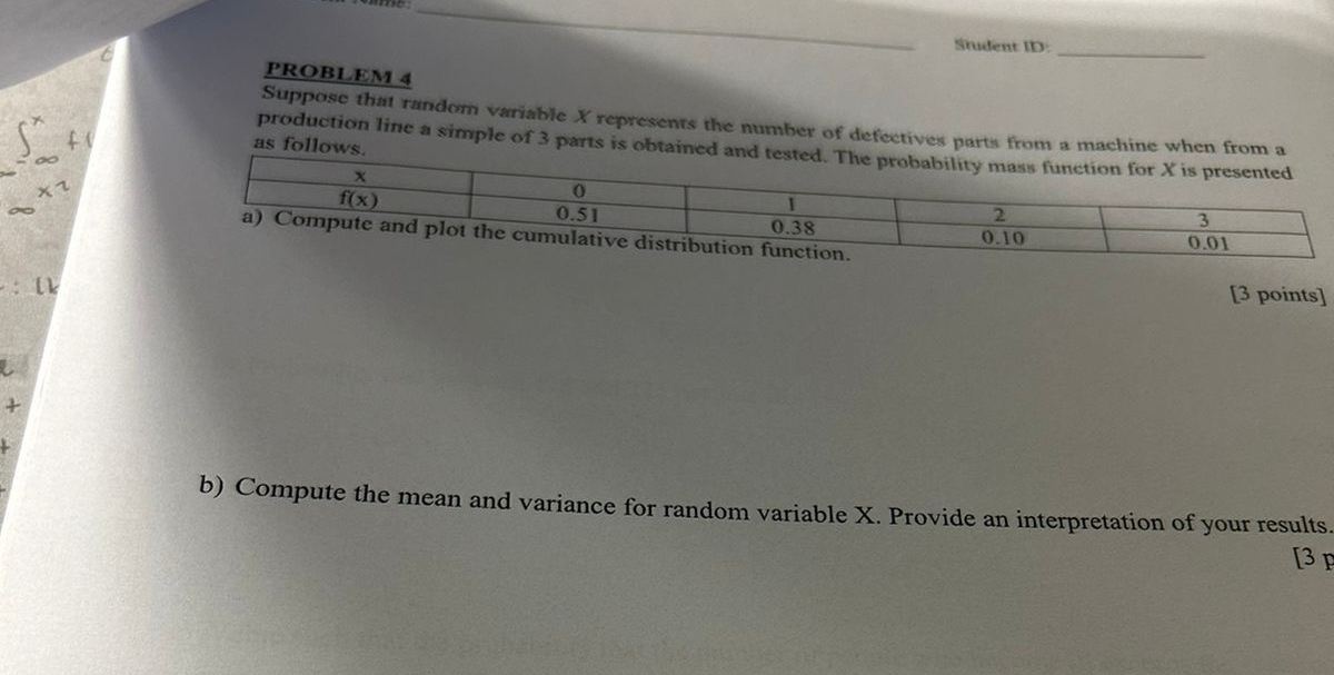 Solved tPROBLEM 4Student iD:q,Suppose that random variable x | Chegg.com