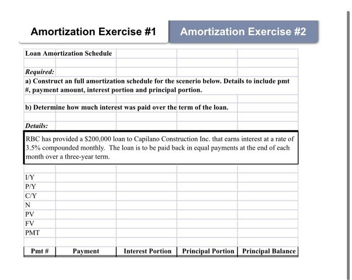 Solved Amortization Exercise #1 Amortization Exercise #2 | Chegg.com