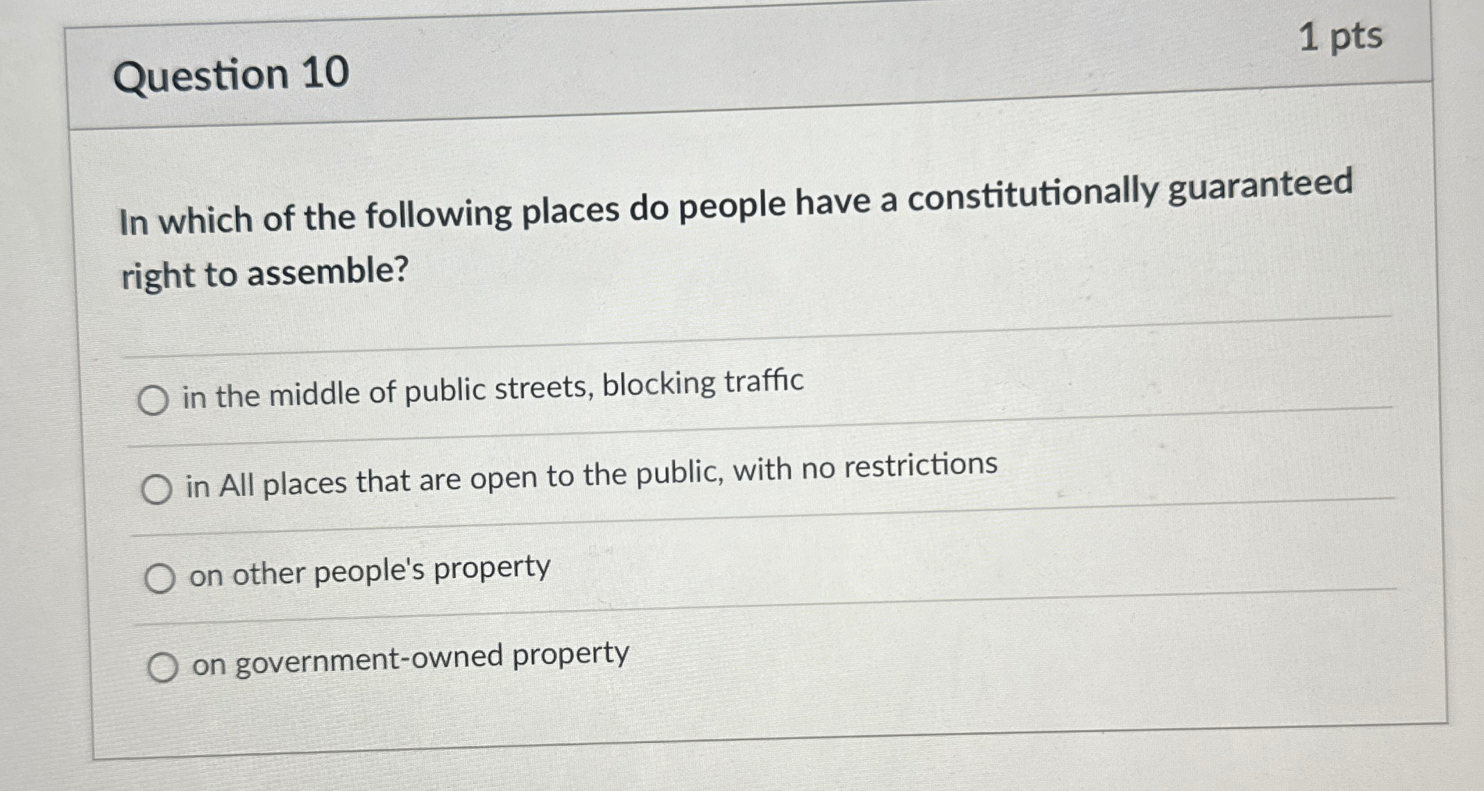 Solved Question 101 ﻿ptsIn which of the following places do | Chegg.com